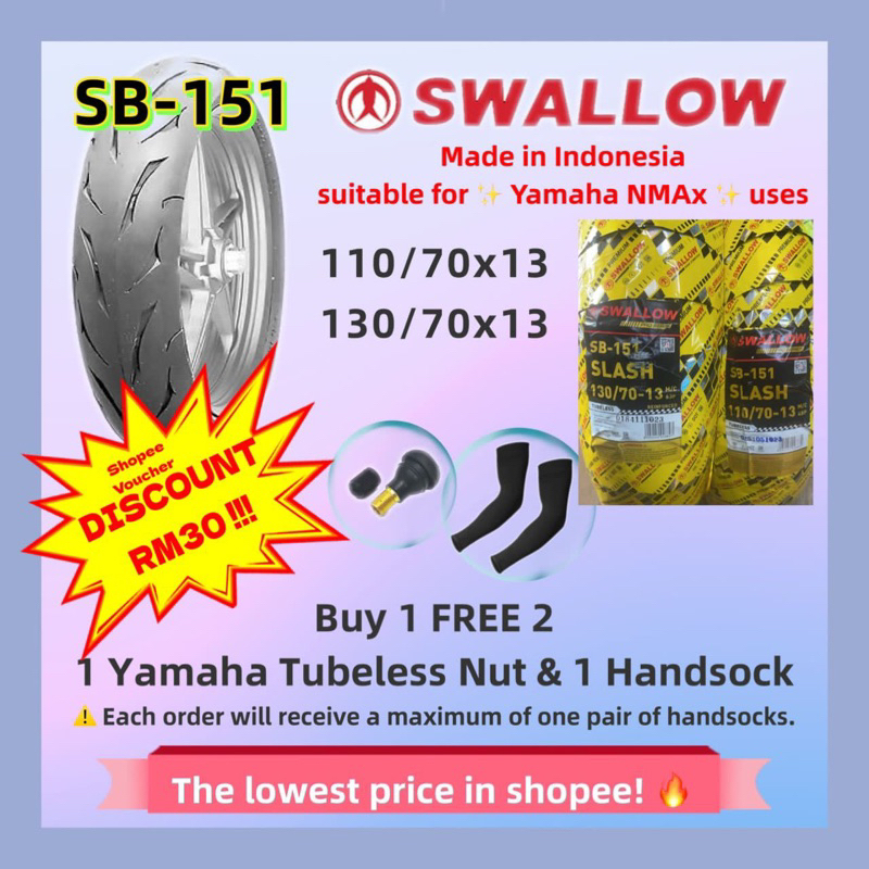 SWALLOW TYRE AND DELI TYRE🔥SB-151🔥110/70x13 130/70x13 110/80-14🔥NMAX🔥 ...