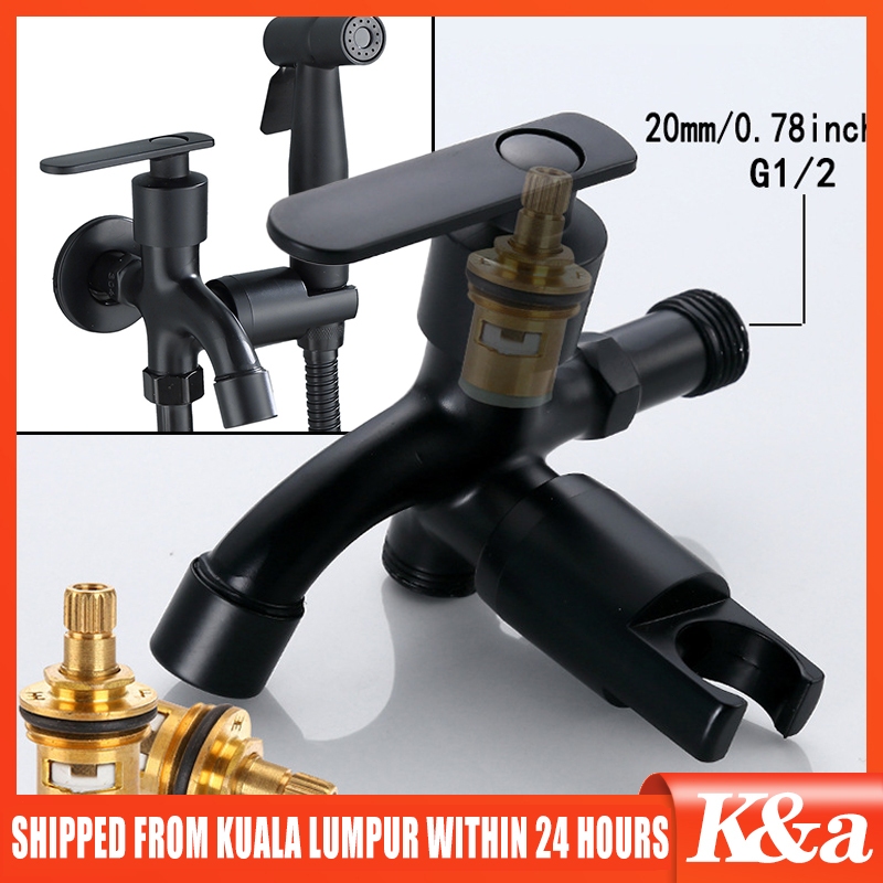 Stainless Steel Bidet Spray Set Hand Bidet Two Way Tap Faucet Bathroom ...