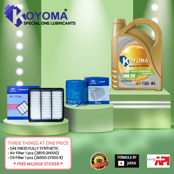KIA FORTE OIL FILTER + AIR FILTER + KOYOMA 0W20 FULLY SYNTHETIC ENGINE ...