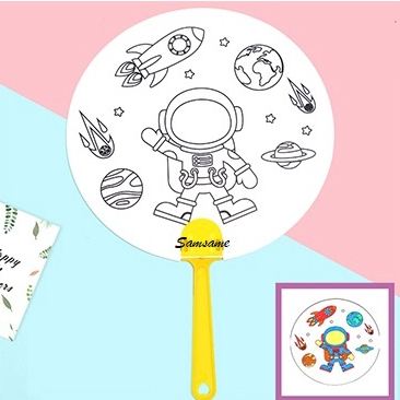 Kids DIY Own Fan Coloring kipas Graffiti Paint Warna kanak colouring ...