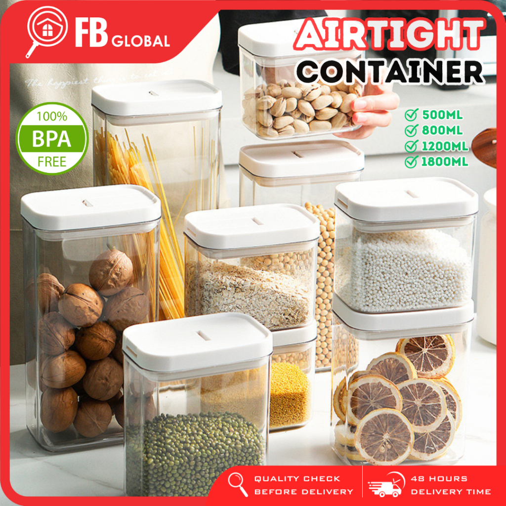 Airtight Food Container Kitchen Food Storage Organization Bekas Garam Bekas Kedap Udara Bekas ...
