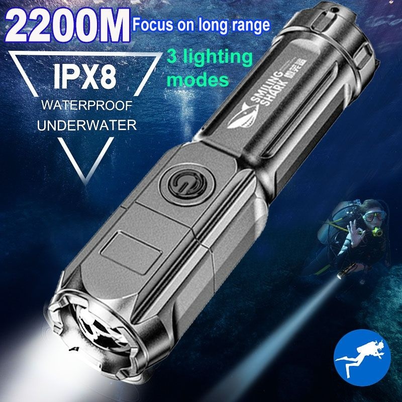 Outdoor Use High Light Flashlights, LED High Lumen, 3 Modes, Zoomable ...