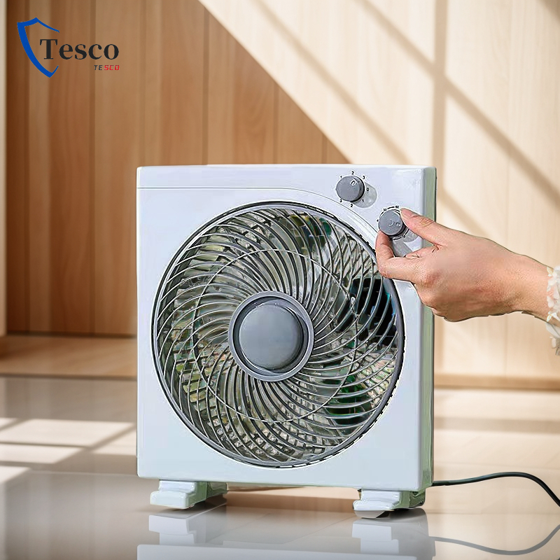 Box Fan 12'' Air Cooling Smart Timer 3 Speed Energy Efficient Table Fan ...