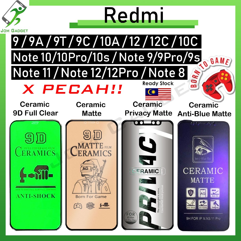 【X PECAH】Redmi 9 9A 9C 9T 8A Note 10 10Pro 10s 9 9Pro 9s 8Pro Ceramic ...