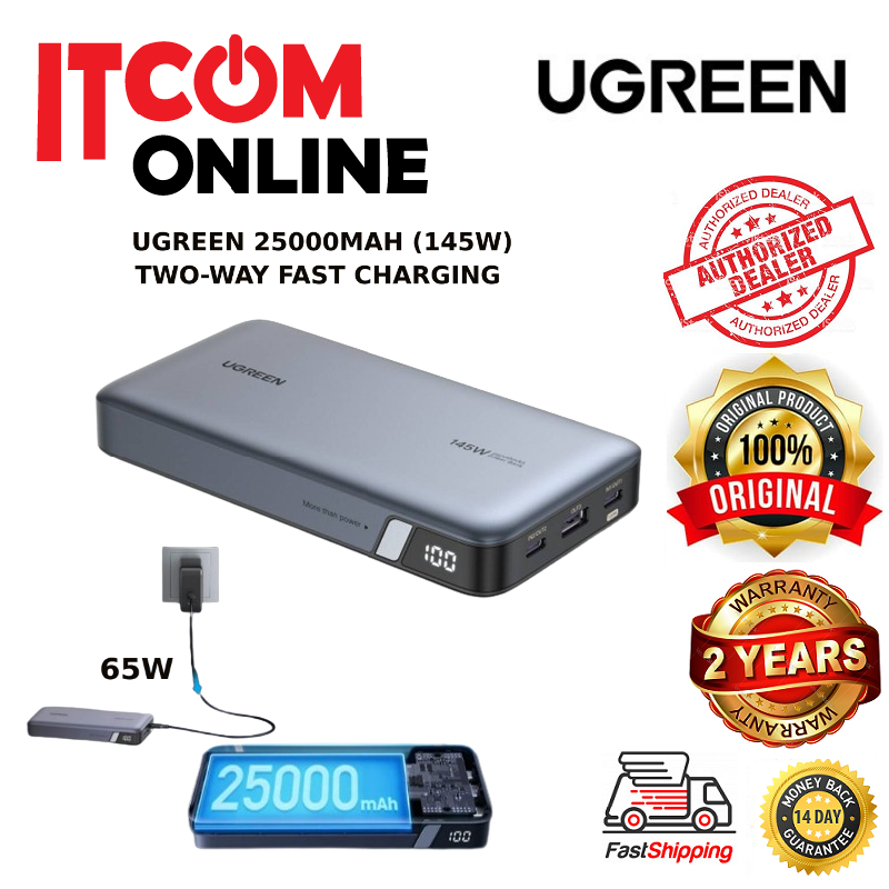 UGREEN 25000MAH PD (145W) TWO-WAY FAST CHARGING 1-USB + 2-TYPE-C POWER ...