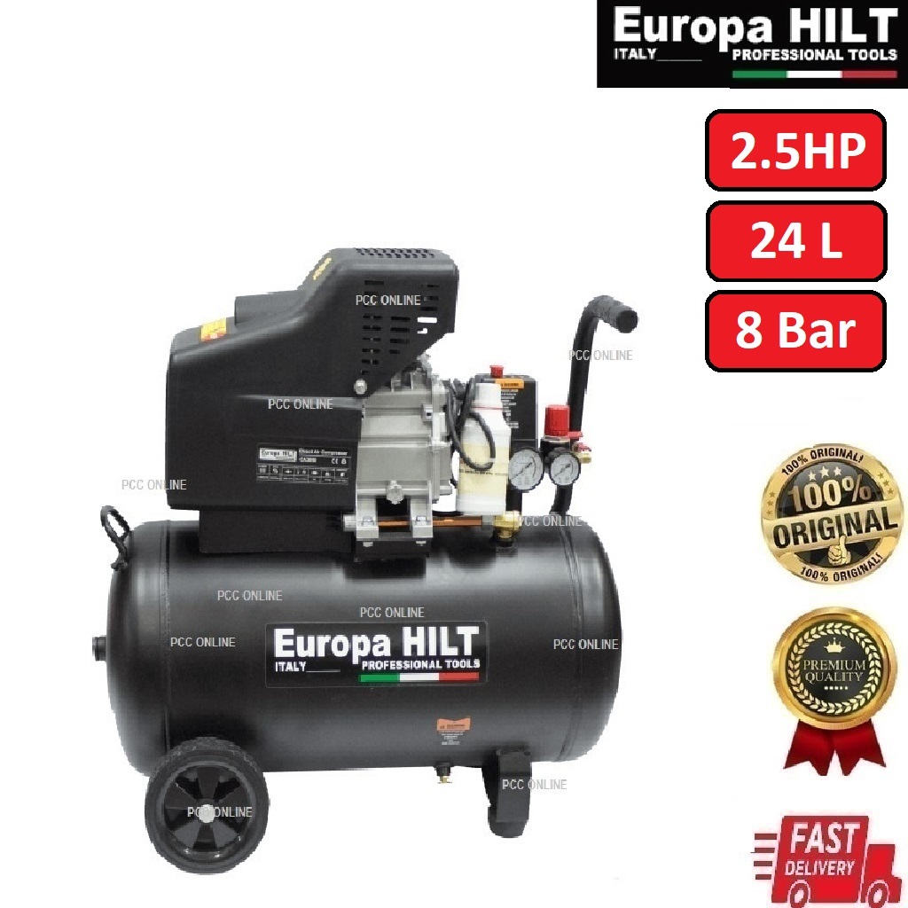 Europa Hilt Air Compressor|Compressor Angin EA421-11A 2.5HP 24L / EA471-15A 3HP 50L | Shopee ...