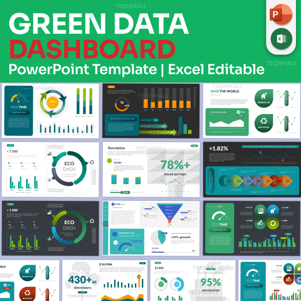 Green Interactive Dashboards Dynamic Powerpoint Presentation Versatile Template - Easy Excel ...