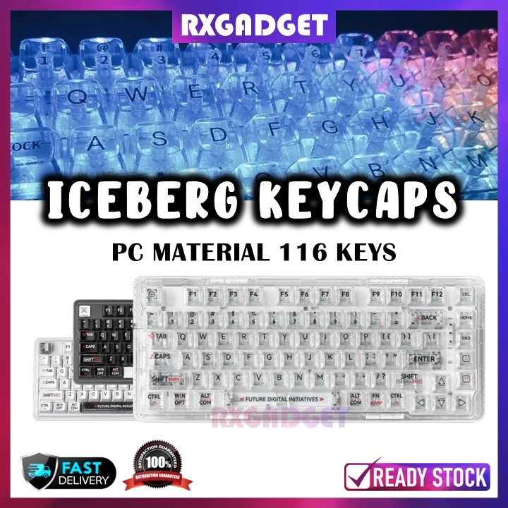 Ready Stock ICEBERG Keycaps PC Transparent Keycap RGB Backlit For ...