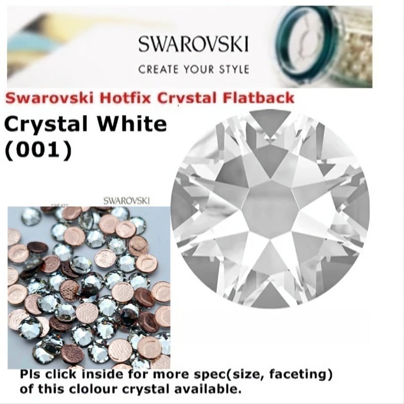 (Crystal White 001) Swarovski Crystal Hotfix Flatback Rhinestone ...