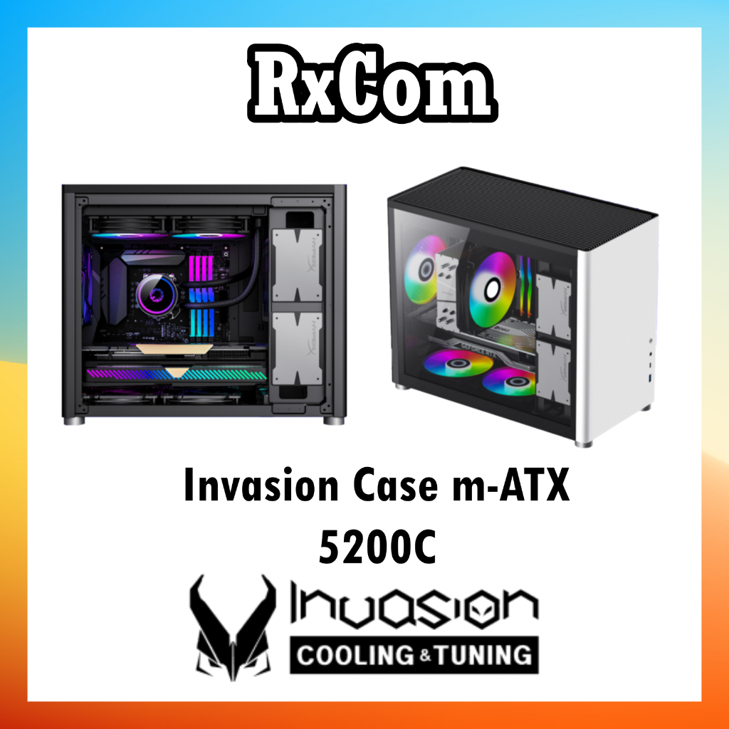 INVASION 5200C MICRO ATX TEMPERED GLASS CASE WITH 3 ARGB FAN | Shopee ...