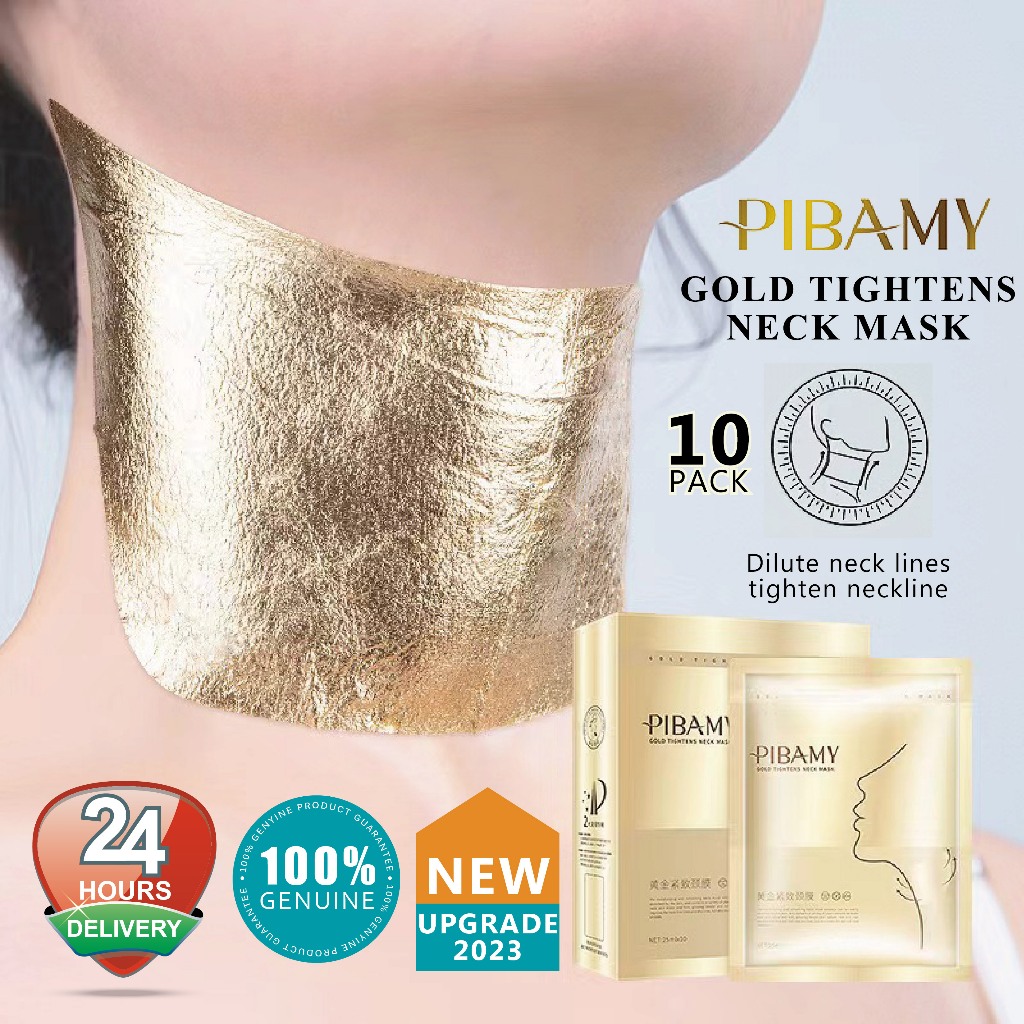 PIBAMY Gold Neck Mask/颈膜, 10 Pieces Dilute Neck Lines, Moisturize Neck ...