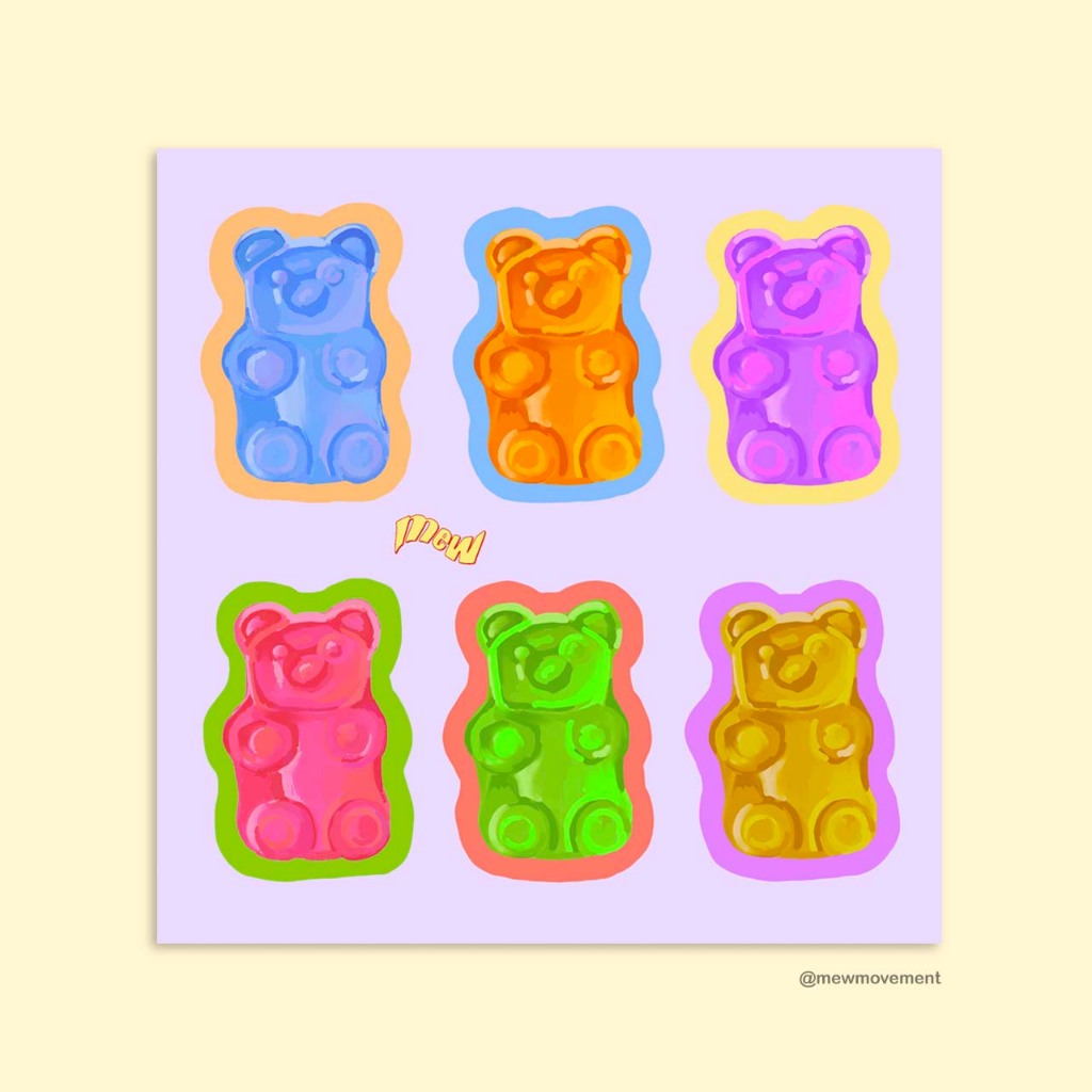 Gummy Bear Mini Sticker Sheet, Cute Candy Sweets Waterproof Sticker ...