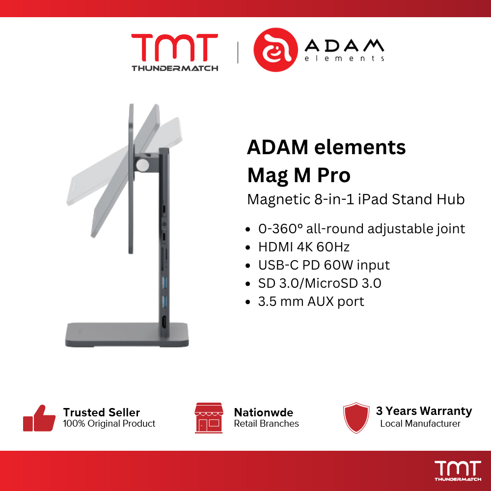 ADAM elements Mag M Pro Magnetic 8-in-1 iPad Stand Hub | Shopee Malaysia