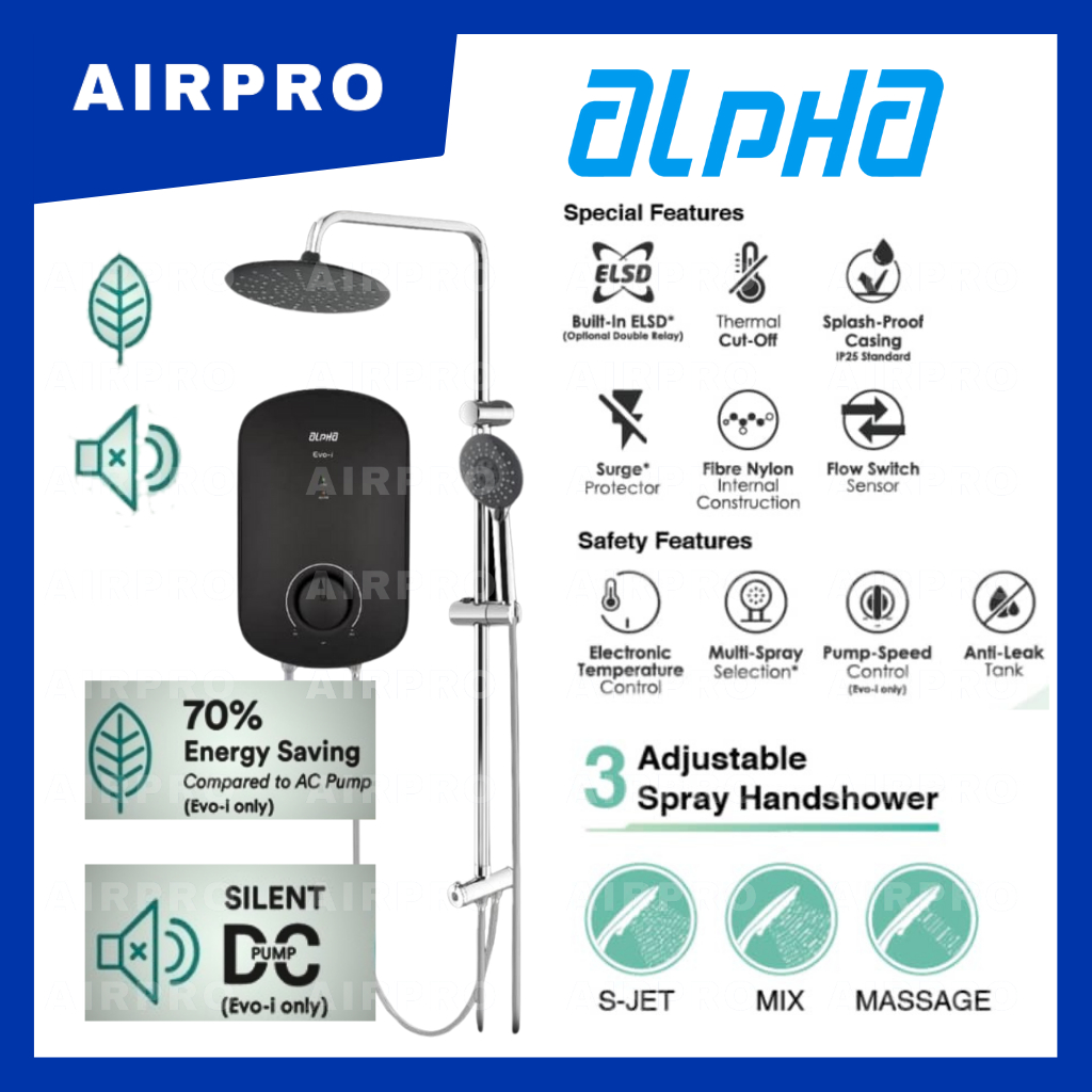 [ALPHA] EVO-I WITH RAIN SHOWER/EVO-I/EVO-E DC Pump or Non Pump Instant Water Heater | Shopee ...