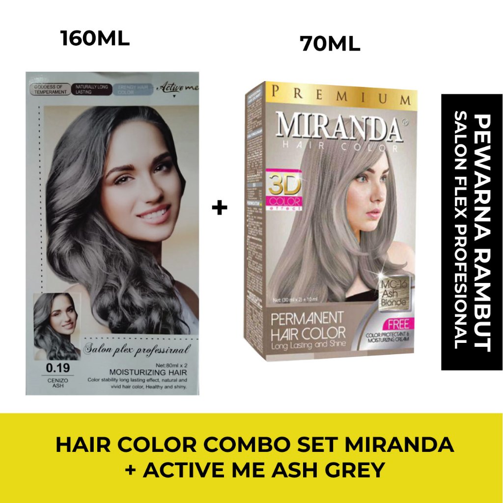 HAIR COLOR COMBO SET PADU MIRANDA 70ML + ACTIVE ME 160ML WARNA ASH GREY ...