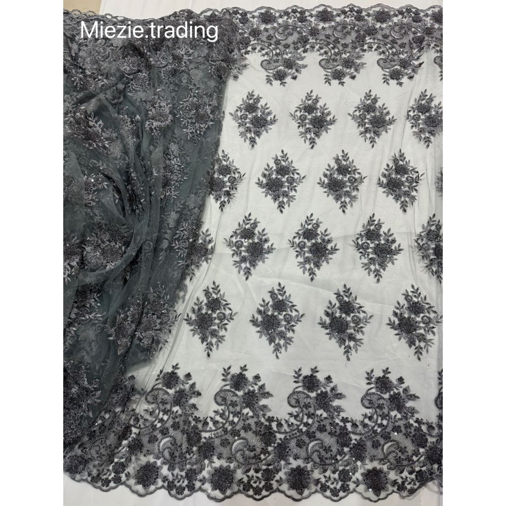 Kain Lace Meter( Grey ) / Lace Fabric Beaded / Embroidery Lace Fabric ...