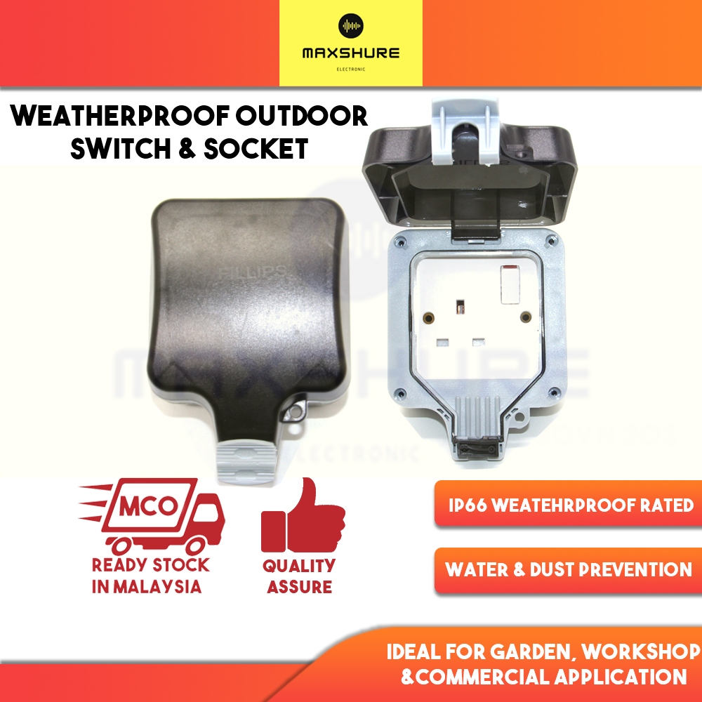 [Maxshure] Heavy duty Weatherproof IP66 13A 1 WAY outdoor switch ...