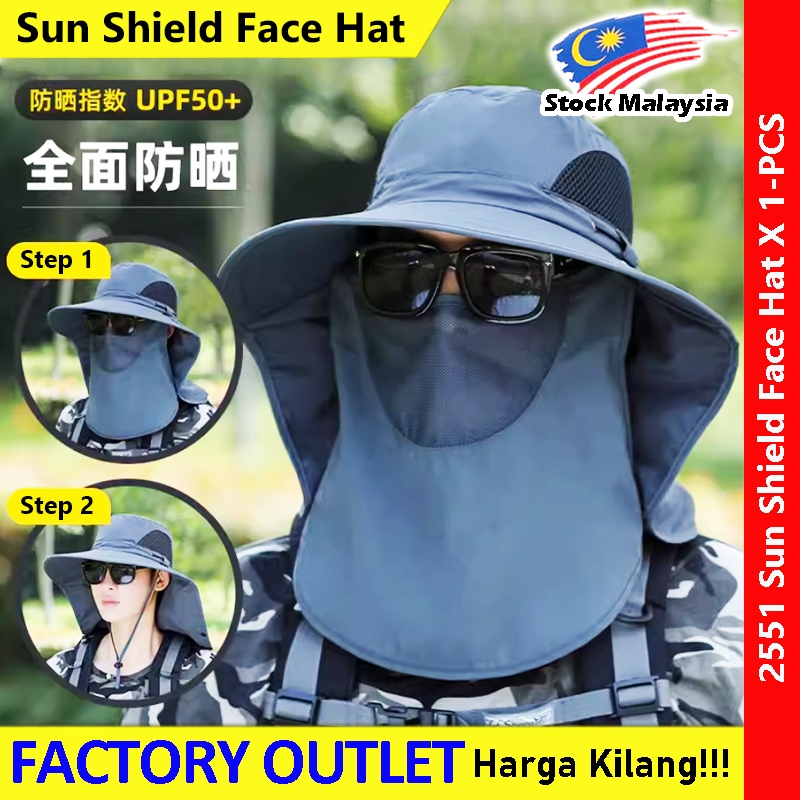 Sun Shield Face Hat / UV Sport Hat / Topi Jepun Soldier / Fishing Hat ...