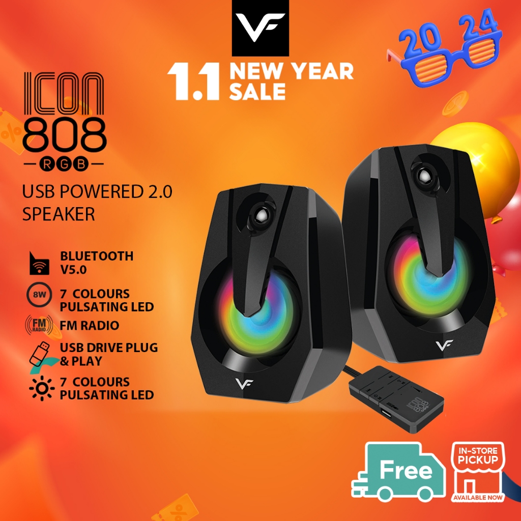 Vinnfier VF Icon 808 RGB Portable Bluetooth Speaker with Extra Bass Sleek External Controller FM ...