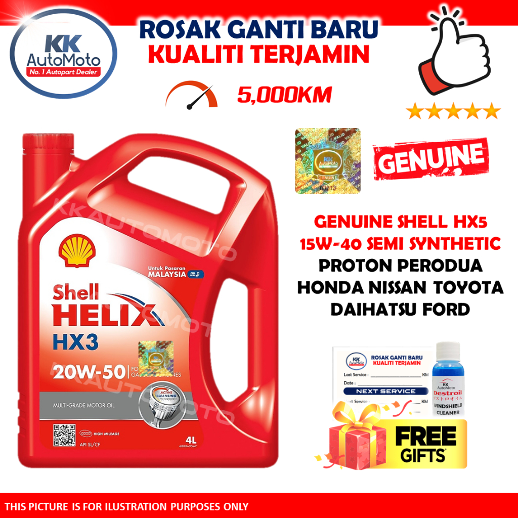 Genuine Shell Helix HX3 Semi Synthetic Minyak Hitam Engine Oil 20W-50 ...