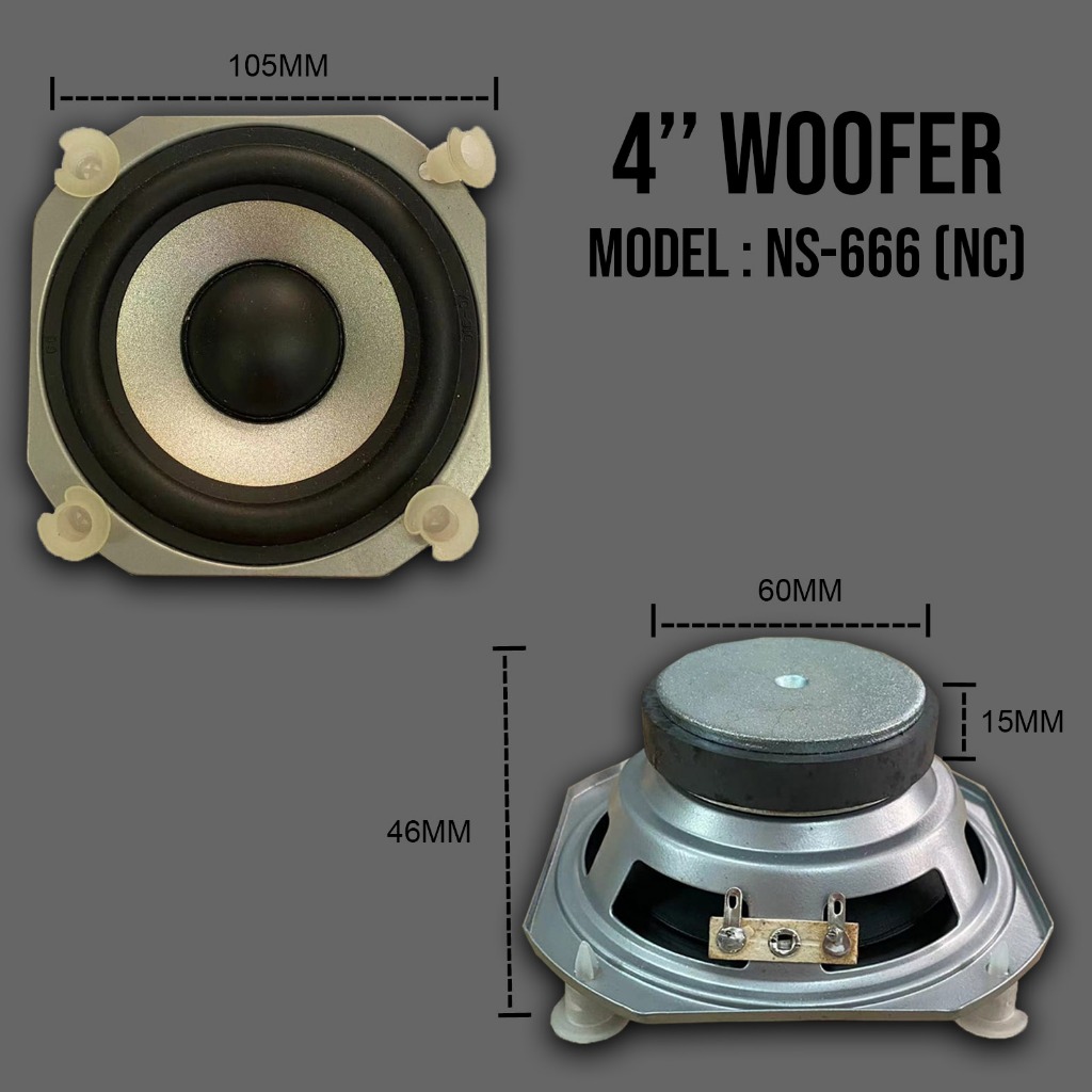 (SEBIJI / PER UNIT) NS-666 4" (105MM) 30Watt Woofer Driver Speaker ...