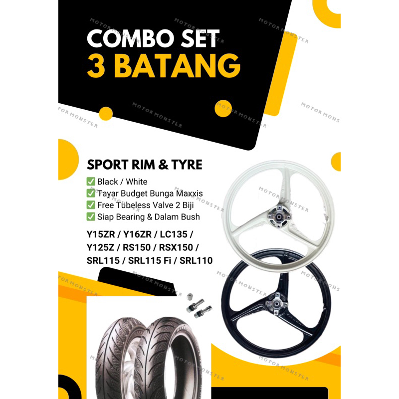 Sport Rim 3Batang Enkei PNP Y15/Y16/LC135/Y125/RS150/RSX150/SRL115FI ...