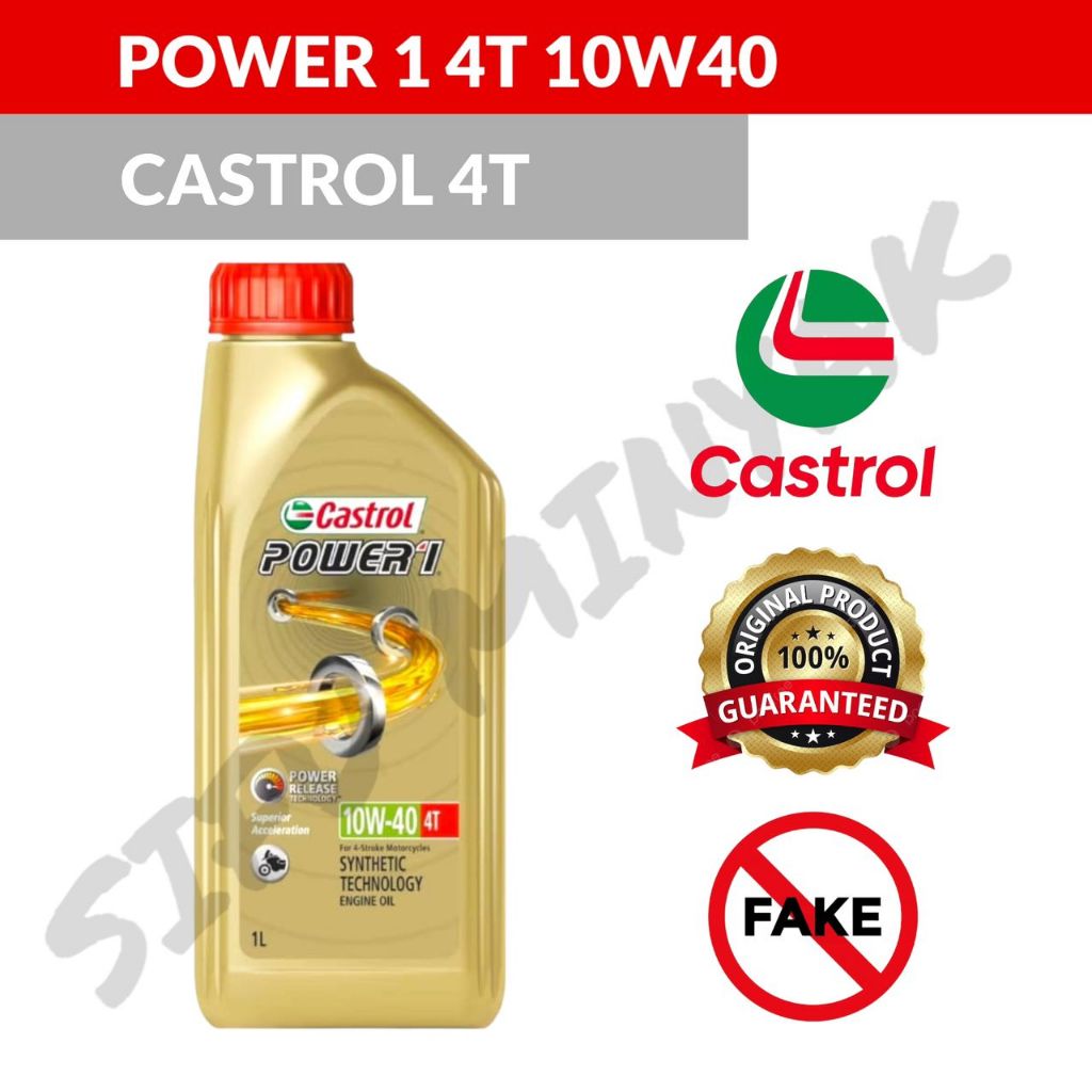 ORIGINAL CASTROL 4T POWER 1 10W40 ENGINE OIL MOTORCYCLE MINYAK HITAM ...