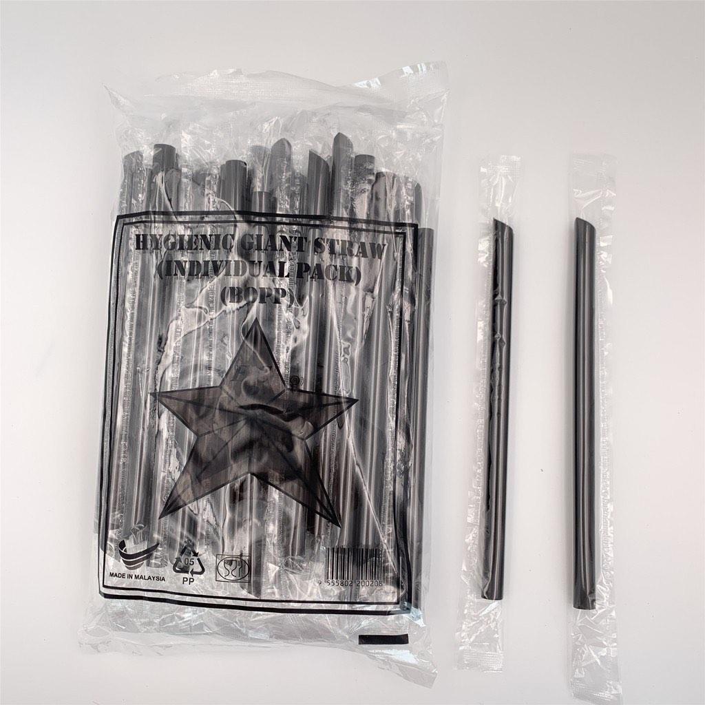 Giant Straw 8" Black Straight Straw / Disposable Bubble Boba Straw ...