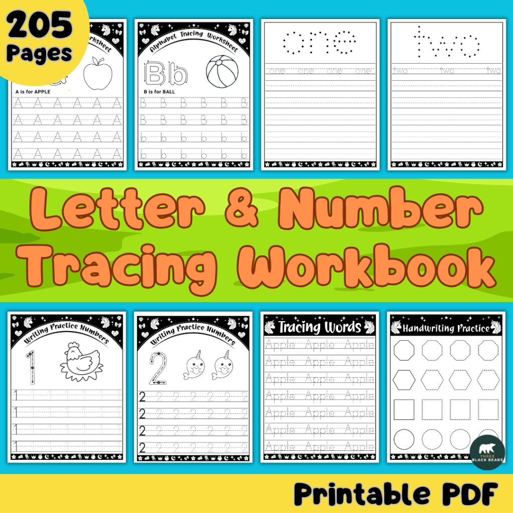 Printable Letter and Number Tracing Workbook [PDF] | 200 Pages of ...