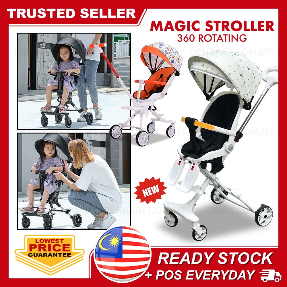 MAGIC STROLLER 360 ROTATING Kids Stroller Two Way Magic Strollers Budak ...