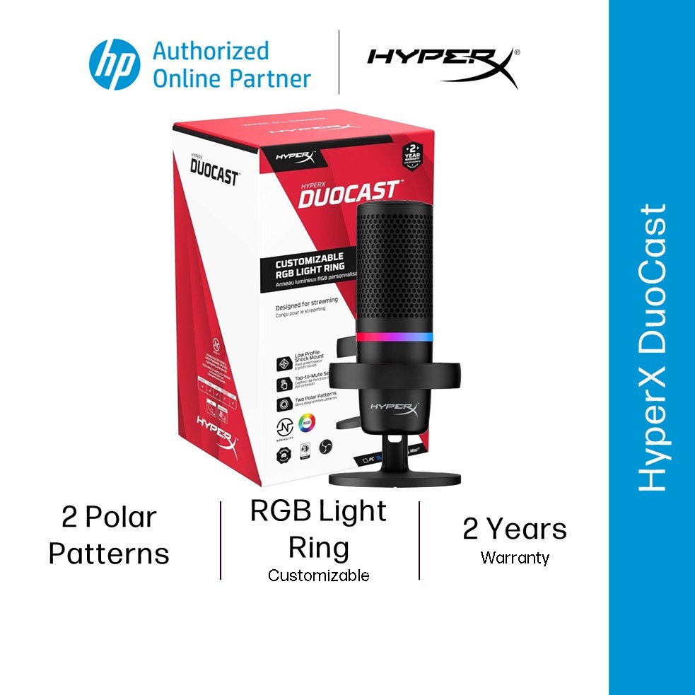 HP HyperX DuoCast USB Microphone with RGB Lighting (Cardioid, Omnidirectional) | Shopee Malaysia