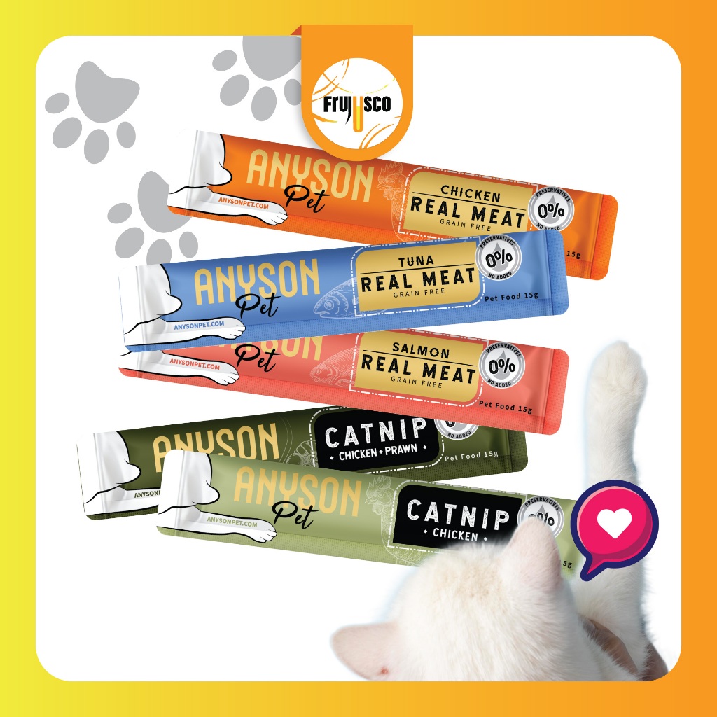 [10 Sticks] Anyson Pet Cat Snacks Treat Food 15g Tuna Salmon Chicken ...