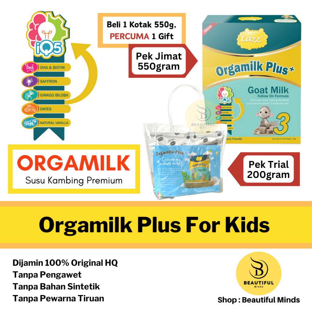 LAZZ Orgamilk Plus+ Susu Kambing 550gram | Trial Pek 200gram | Goat ...