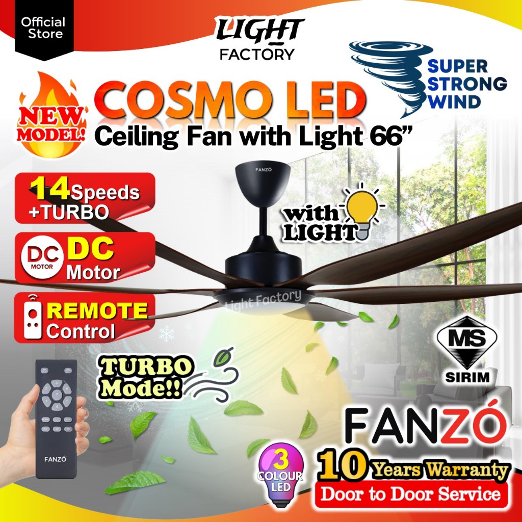 🔥NEW🔥FANZO COSMO LED 66'' 6 Blades 14 Speeds + TURBO with Remote ...