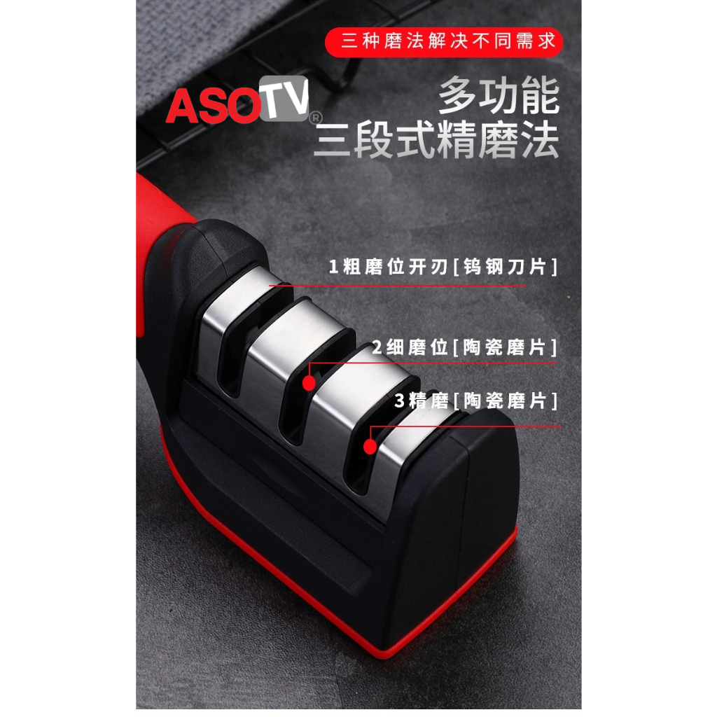 ASOTV® 3 Stage Pro Knife-Sharpener Alat Pengasah Pisau Anti Slip Base ...