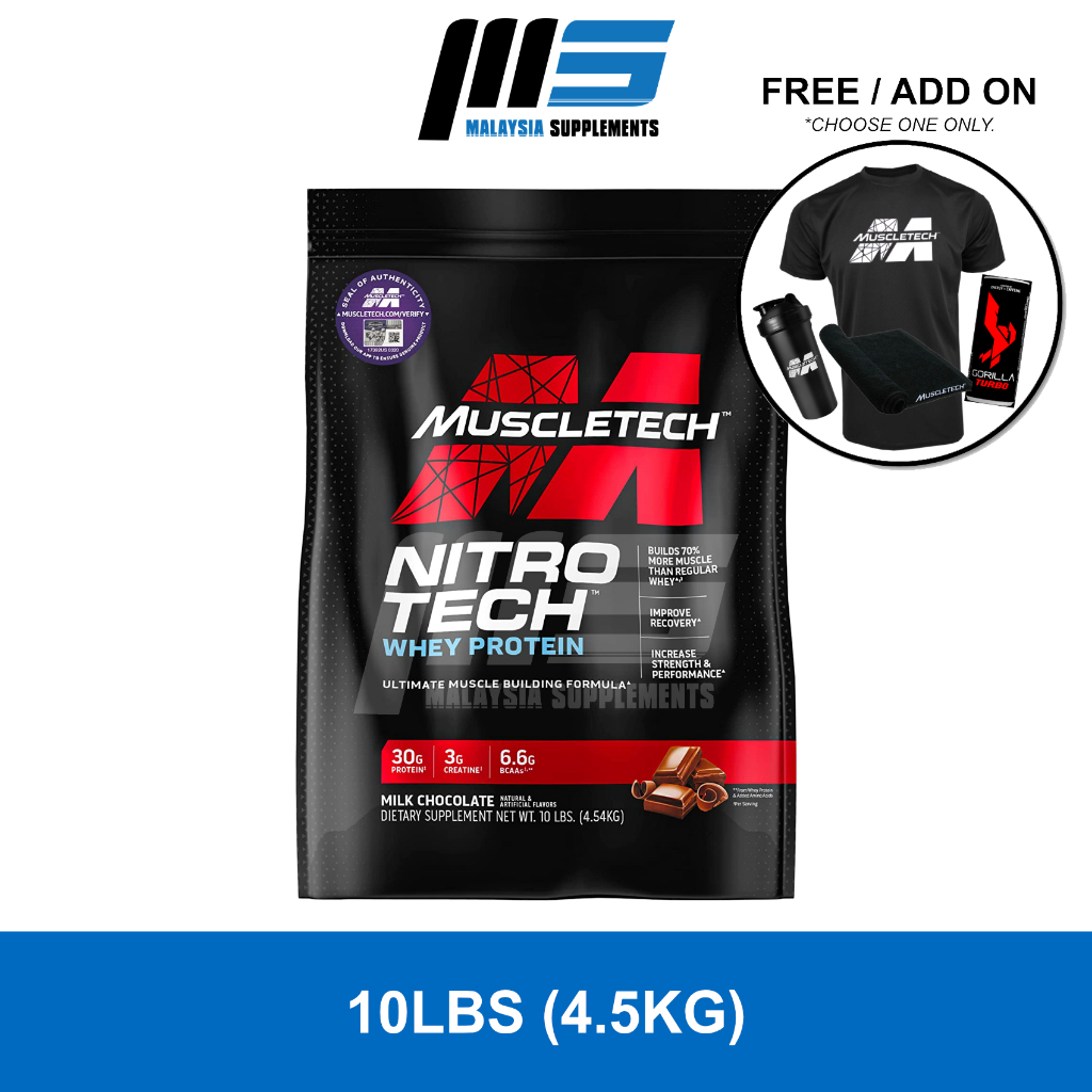 MuscleTech Nitro Tech 10lbs - Nitrotech Whey Protein Isolate, Premium ...