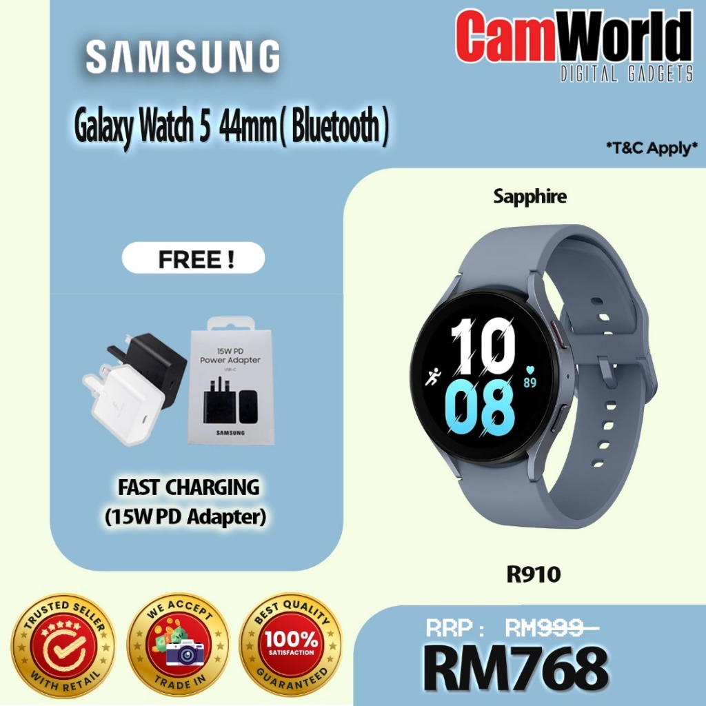Samsung Galaxy Watch5 / Watch 5 Bluetooth (44mm) ( SM-R910 ) With 15W ...