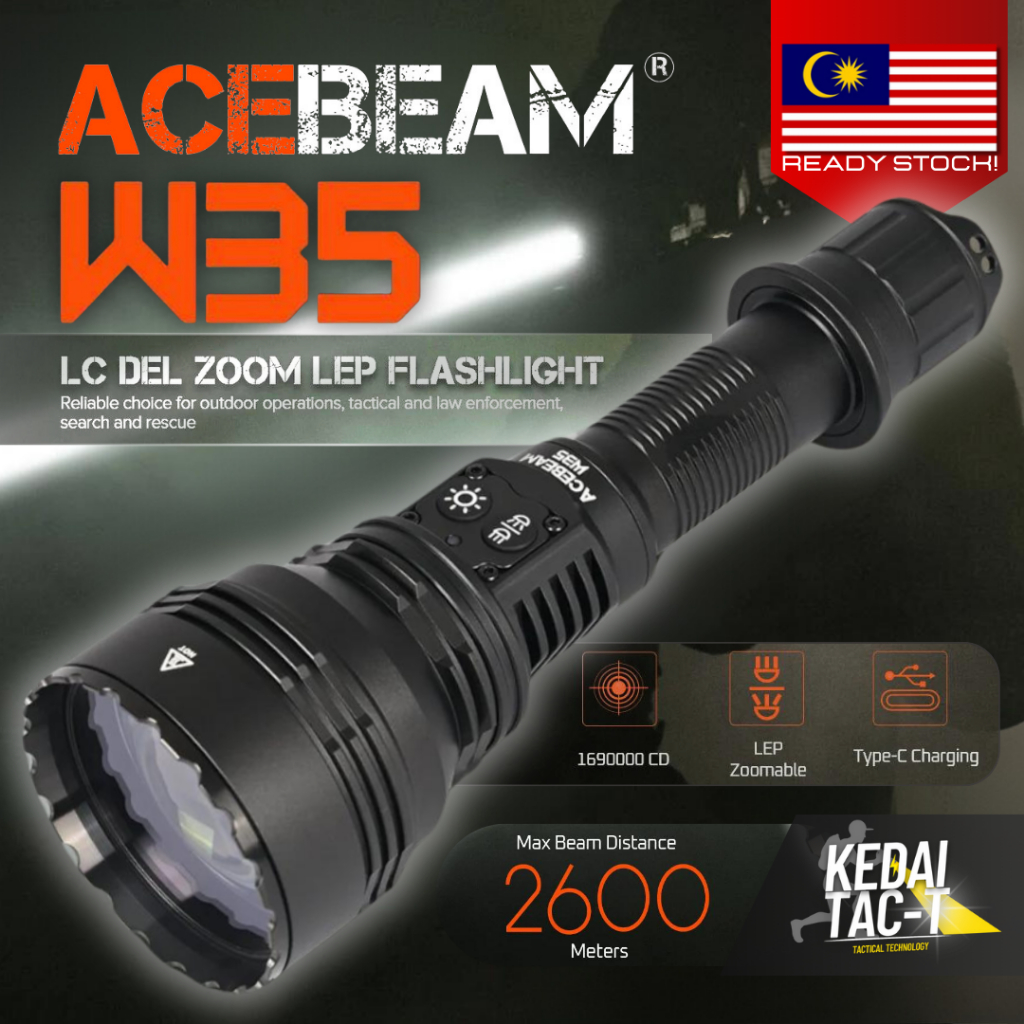 ACEBEAM W35 - LC DEL Zoom 800 Lumens USB-C Rechargeable Flashlight - ORIGINAL - Ready Stock in ...