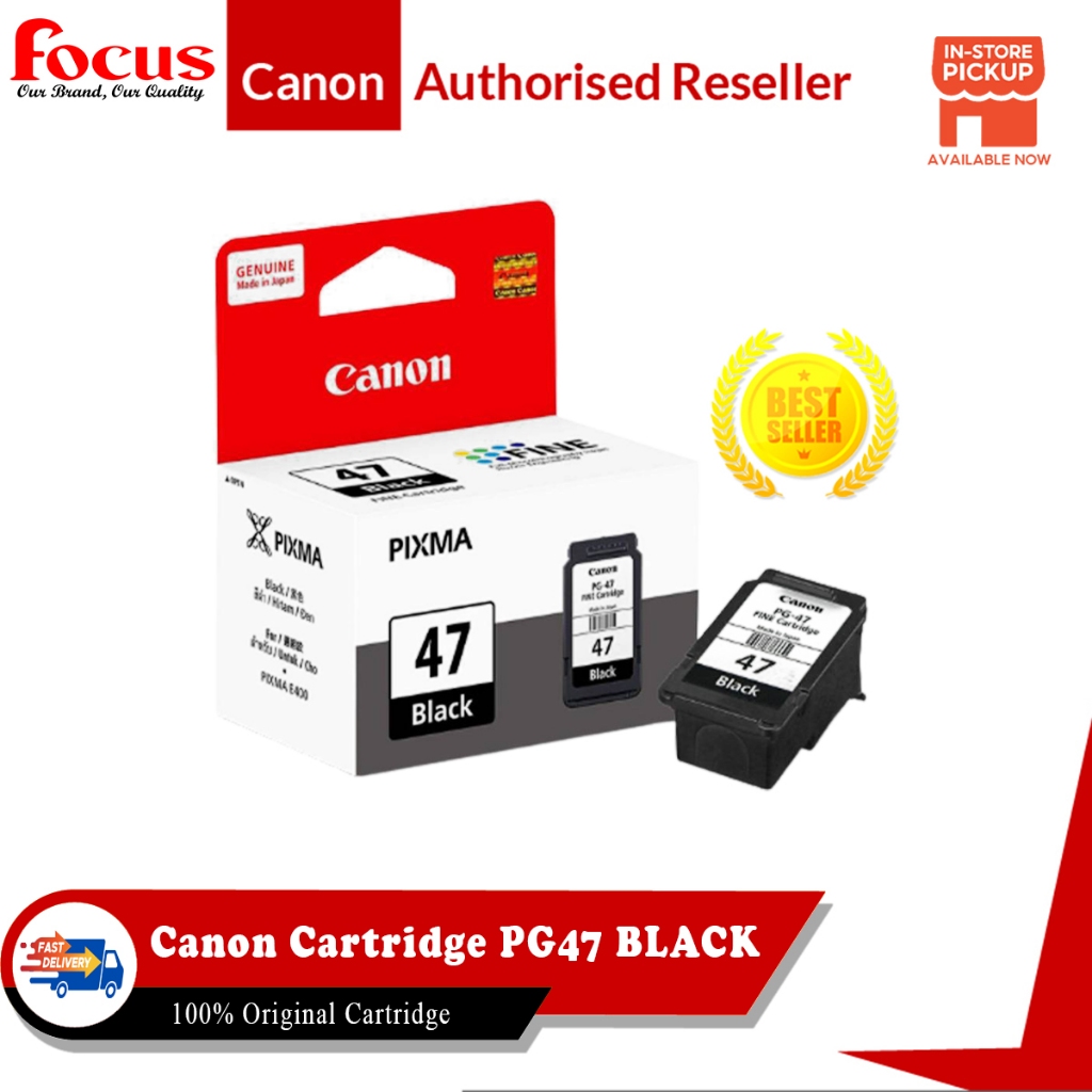 Canon Pg47 Black Ink Cartridge 15Ml For E400,E410,E460,E470,E3170,E3370 ...