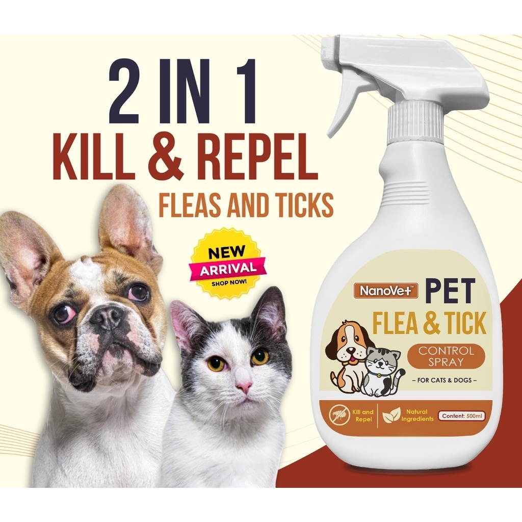 Nanovet™ Pet Flea and Tick Control Spray for Cat and Dog (500ml ...