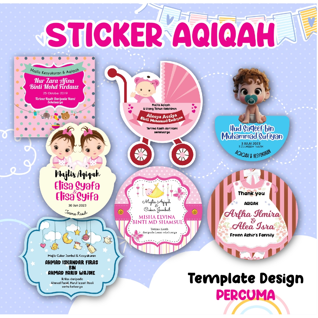 STICKER AQIQAH STICKER CUKUR JAMBUL STEKER KESYUKURAN | Shopee Malaysia