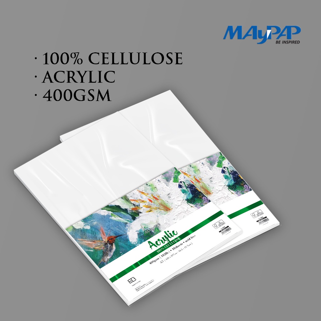MayArt FB Acrylic Painting Paper Pack 400gsm ( 100% Cellulose ) / 5s ...