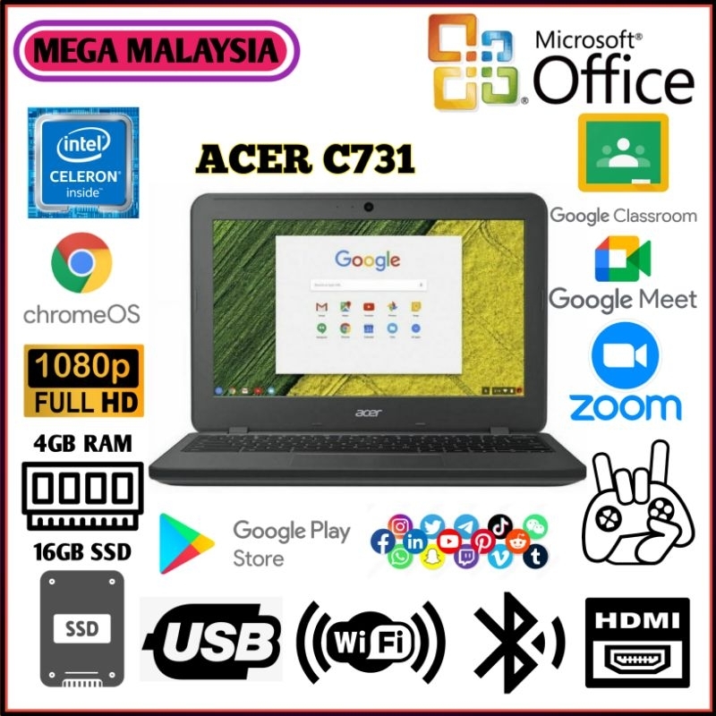 ACER 11 N7 C731 (Fresh) || 4GB RAM 16GB SSD 11.6 Display HD Quality || Best Students Play Store ...