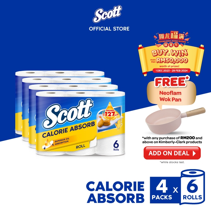 Scott Calorie Absorb Dry Kitchen Towel (6 Rolls x 4 packs) | Shopee ...