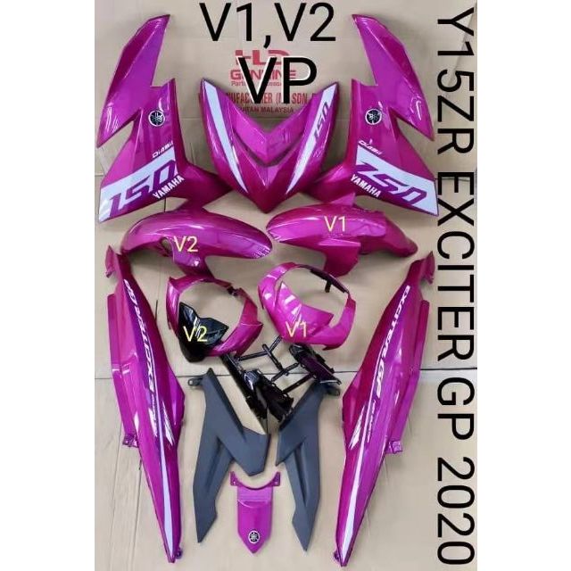 COVERSET YAMAHA Y15 V1/V2 GP SIAP STICKER MERAH PURBA/ PURPLE PURBA ...