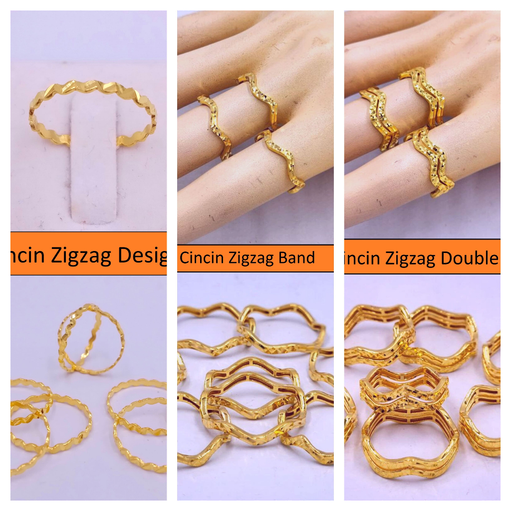 CINCIN ZIGZAG PADU Emas 916 Original Cincin Emas Cincin Padu Cincin ...