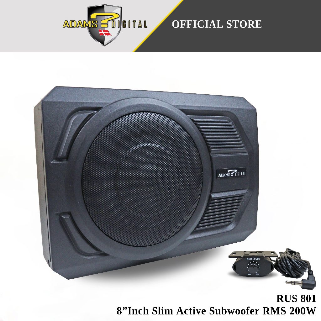Adams Digital 8"Inch High Power Underseat Active Subwoofer Flat RMS ...