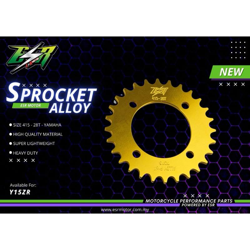 ESR MOTOR SPOCKET SPROCKET ALLOY YAMAHA 415 28T - 37T / EX5 23T - 36T ...