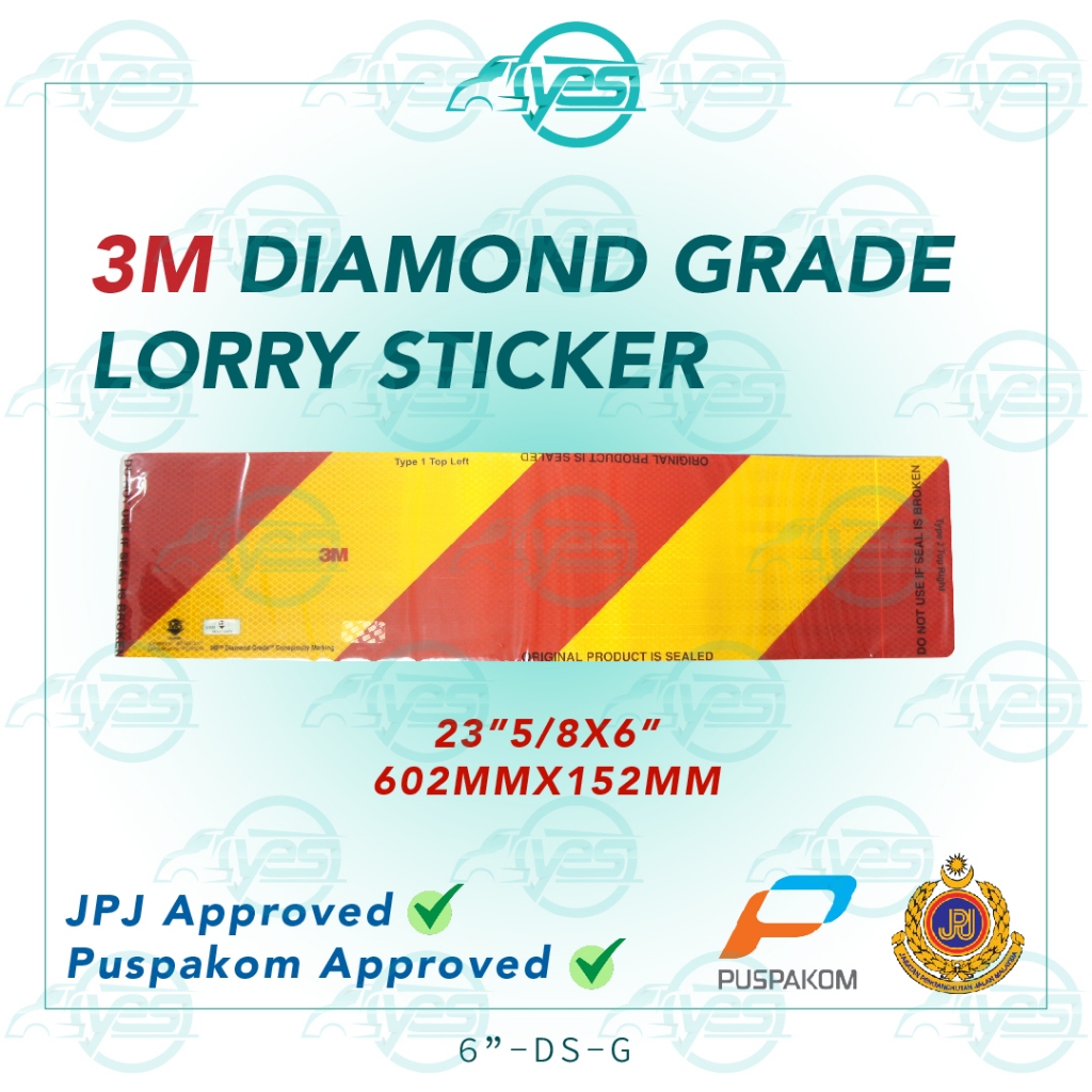 6" PVC 3M Diamond Grade Yellow Red Safety Marking Reflector Sticker ...