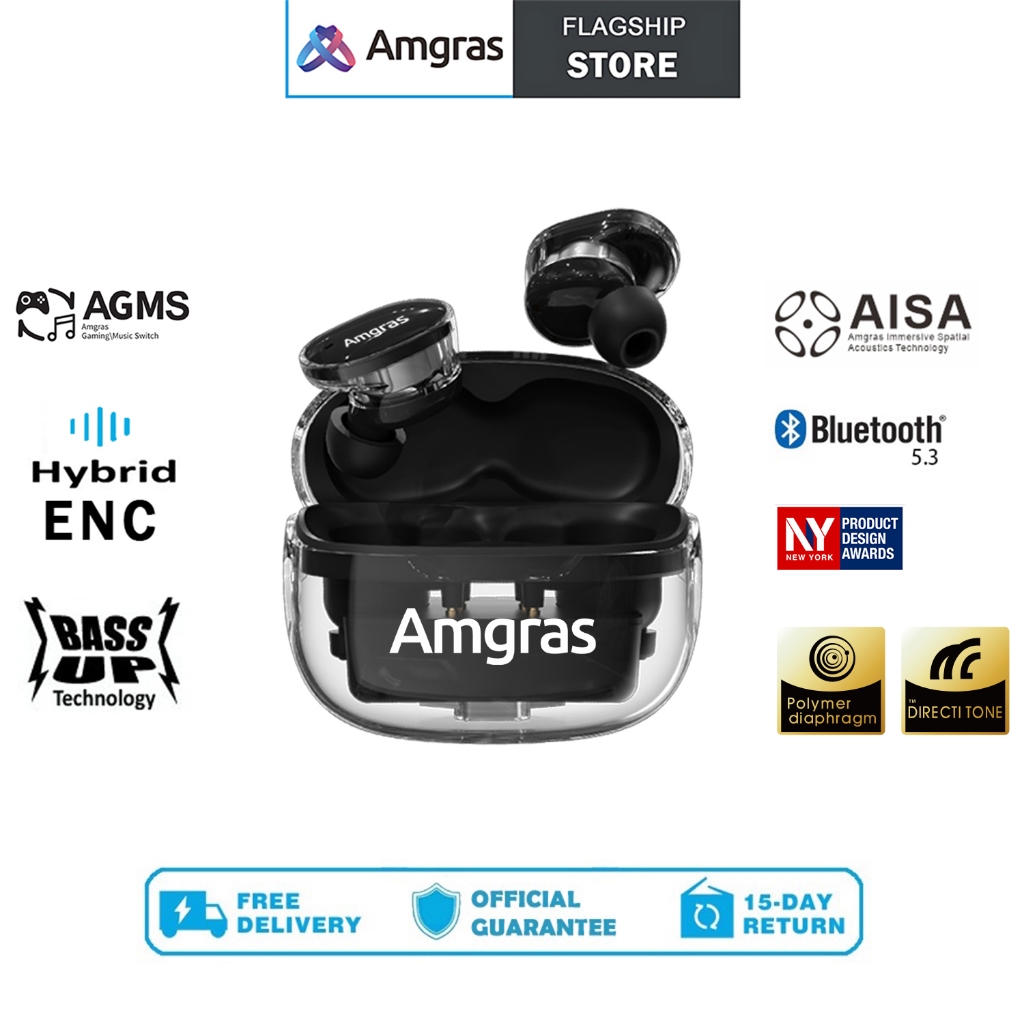 Amgras Future SE2 Transparent Wireless Earbud Gaming ENC Noise ...